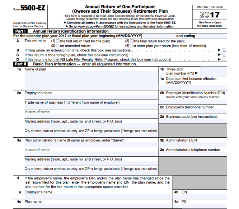 How to Fill Out IRS Form 5500-EZ | White Coat Investor