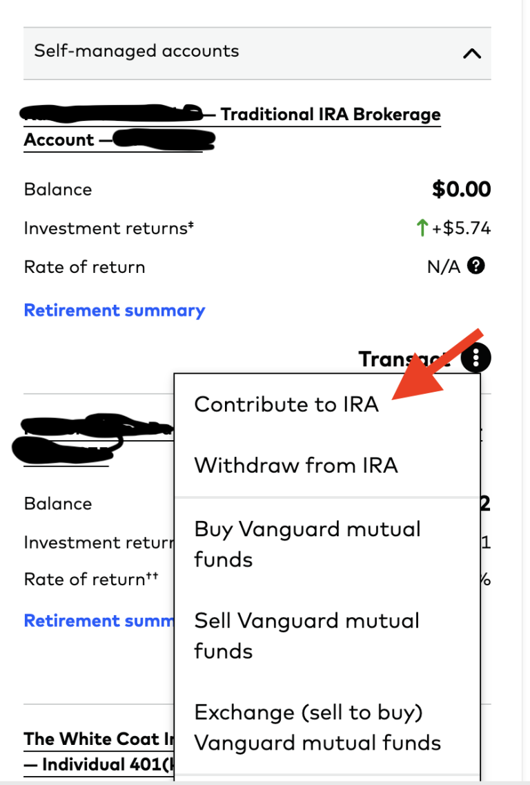Vanguard Backdoor Roth Step By Step Guide [Screenshots] | White Coat ...