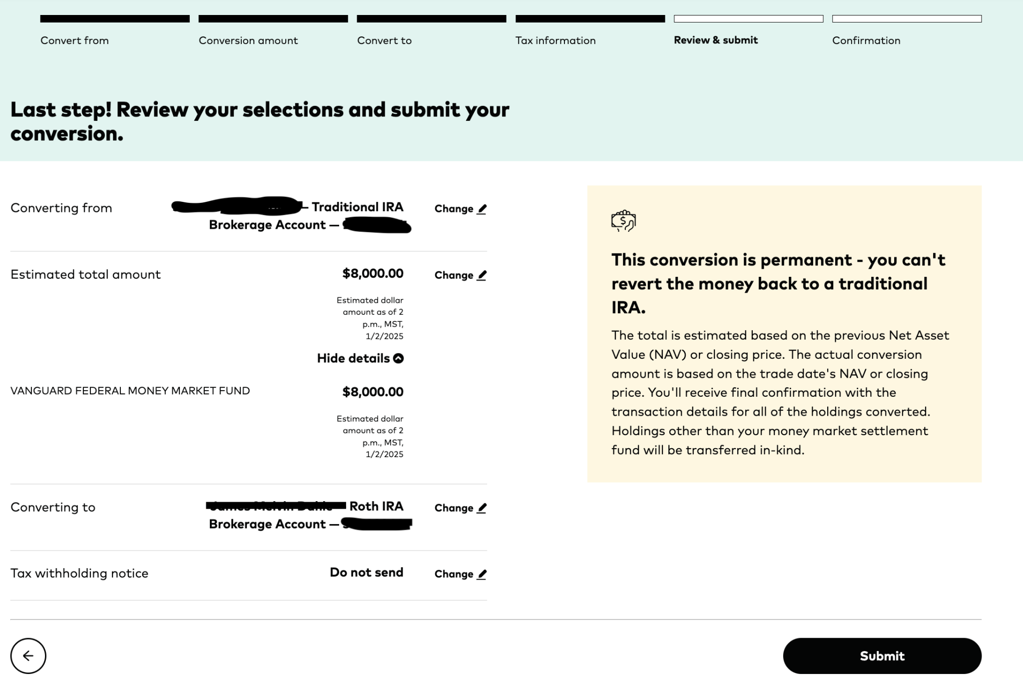 Vanguard Backdoor Roth Step By Step Guide [Screenshots] | White Coat ...