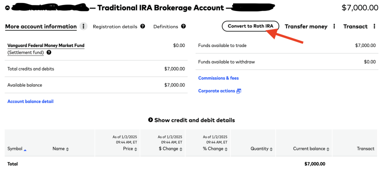 Vanguard Backdoor Roth Step By Step Guide [Screenshots] | White Coat ...