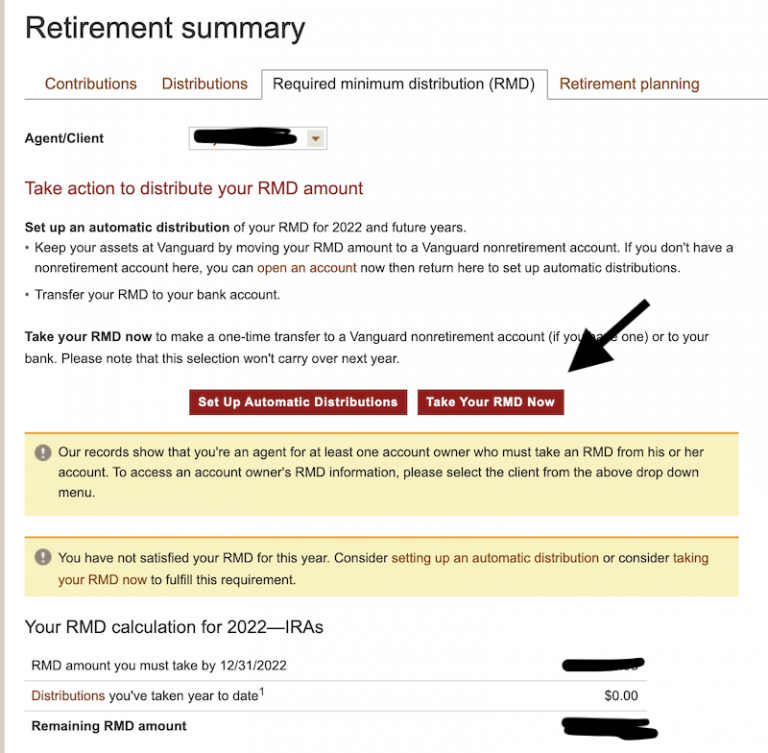How to take a required minimum distribution (RMD) with Vanguard